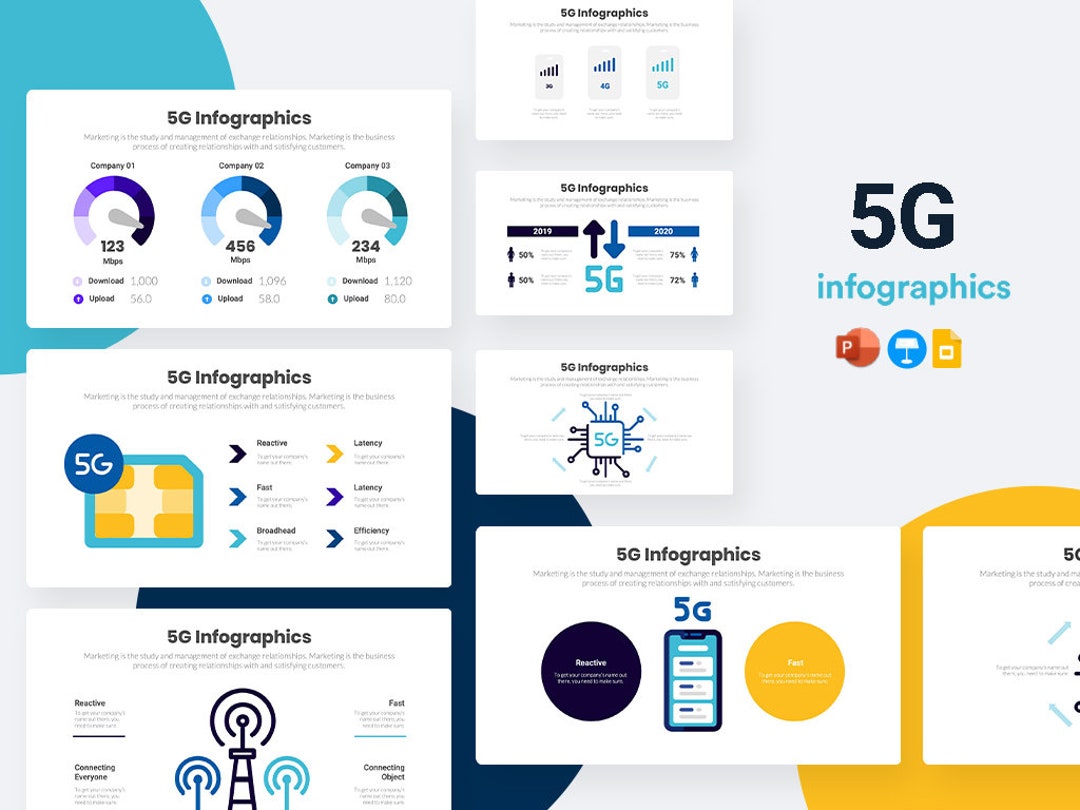 5G Infographics Powerpoint Template PPTX Keynote - Etsy