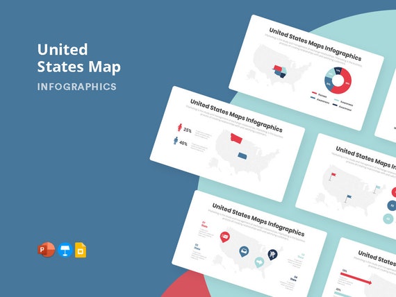 United States Maps Infographics Powerpoint Template PPTX | Etsy