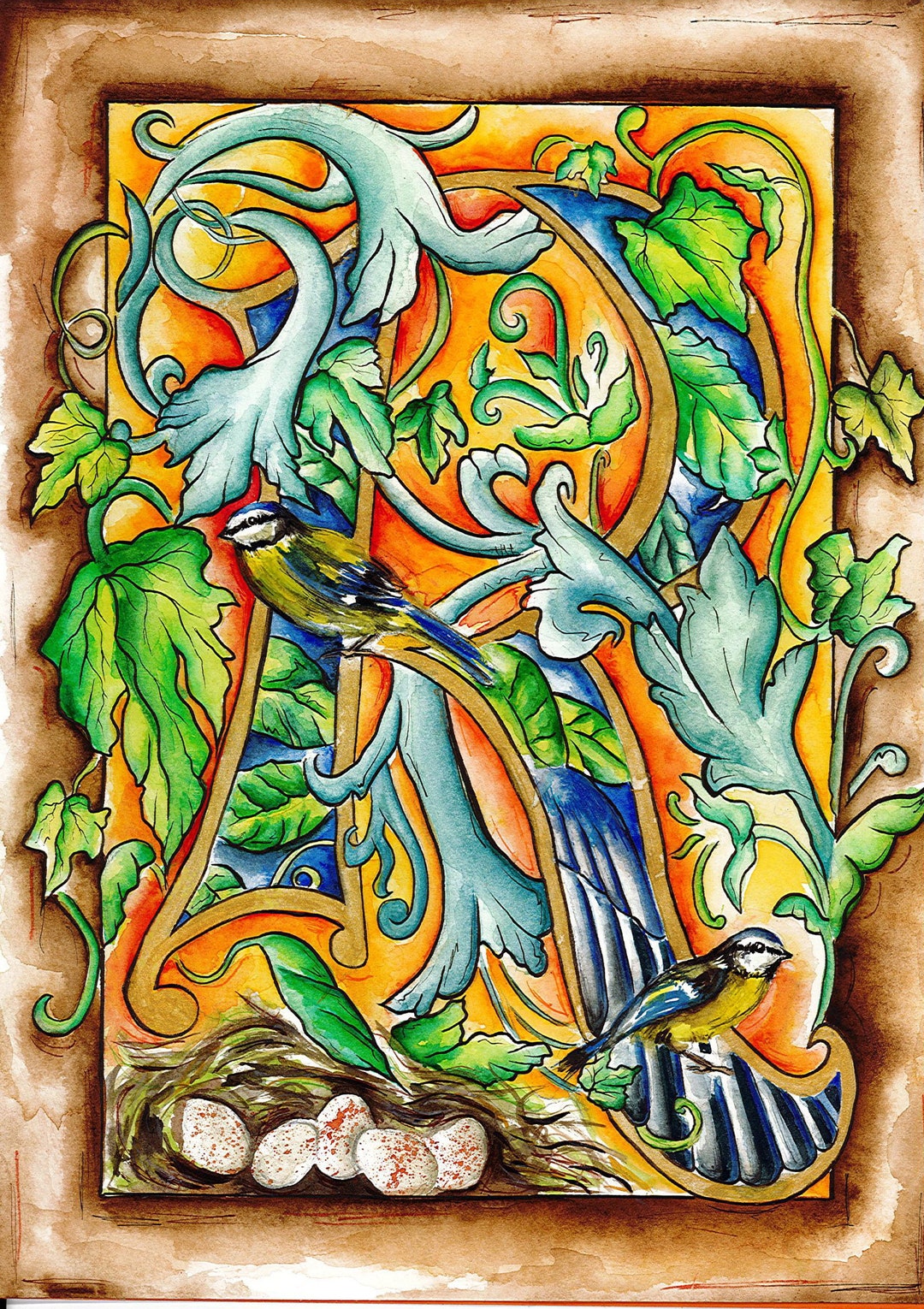 Illuminated ‘R’ Art Print Illuminated Letter Print From Watercolour ...