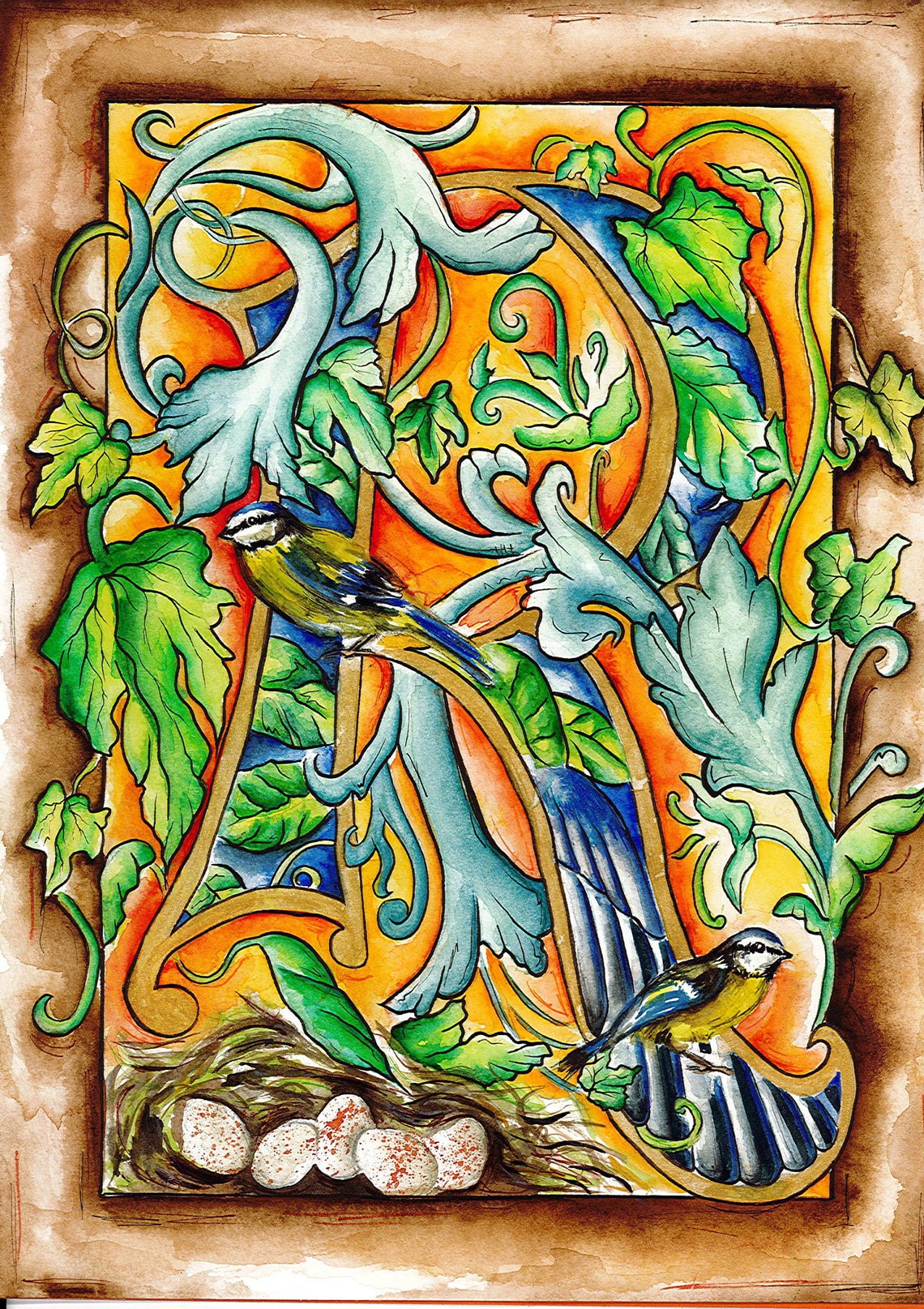 Illuminated ‘R’ Art Print Illuminated Letter Print From Watercolour ...