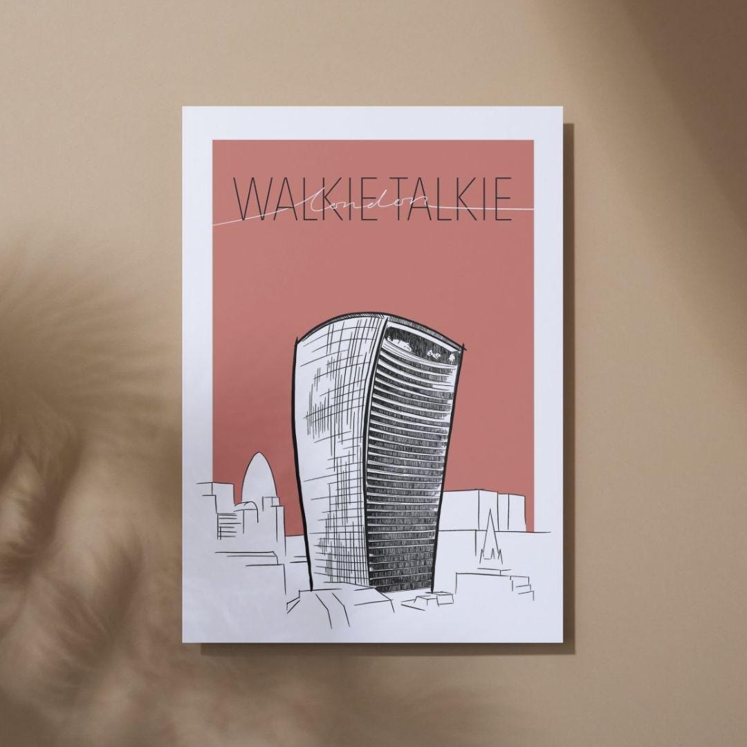 London Landmark | Walkie Talkie | Digital Print | Vintage Wall Print ...