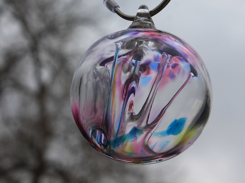 Handblown Witch Ball. Rainbow Mermaid Wish Ball Glass Ornament. - Etsy