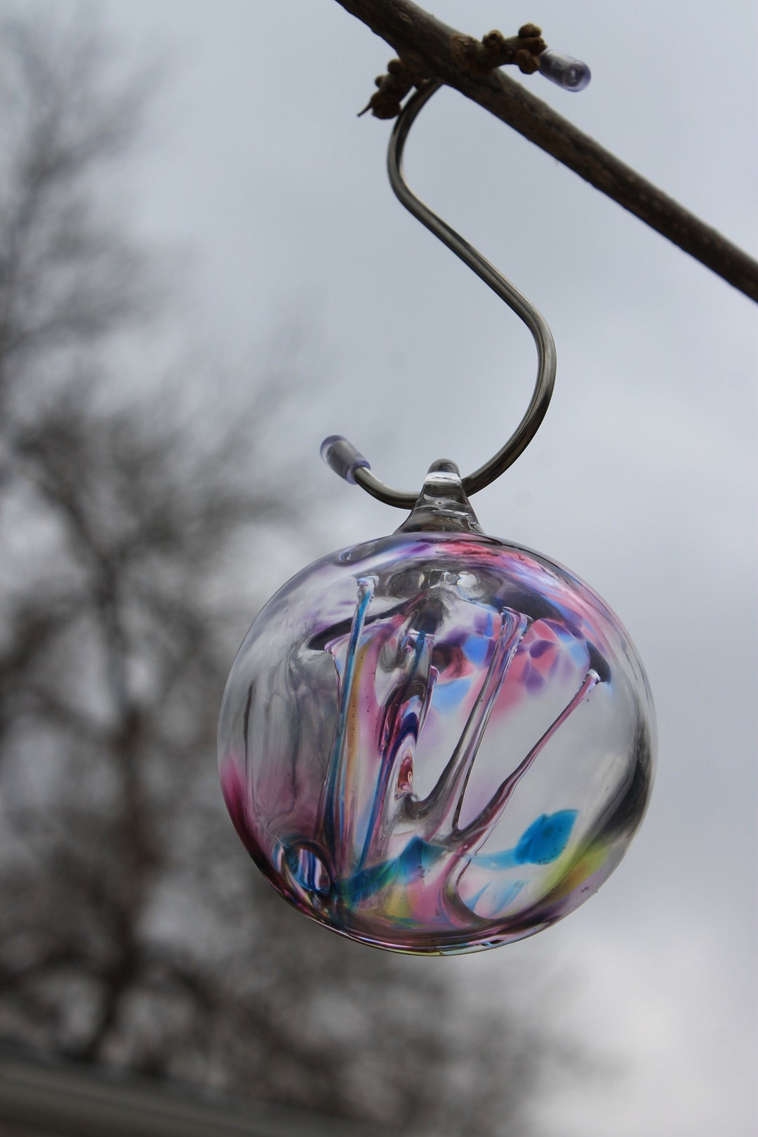 Handblown Witch Ball. Rainbow Mermaid Wish Ball Glass Ornament. - Etsy