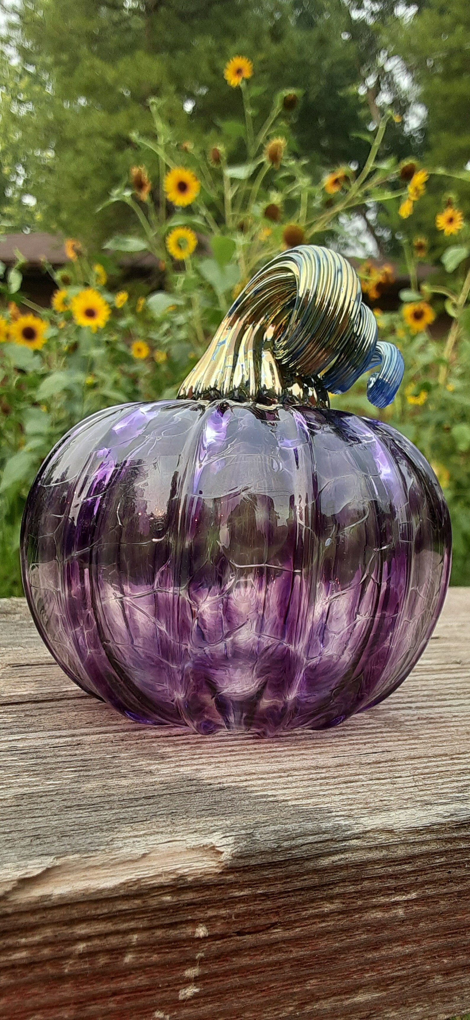 Purple Handblown Pumpkin Glass Pumpkin Halloween Decor - Etsy