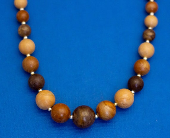 24 inch, Vintage Beaded Necklace, Wood Necklace, Natu… - Gem