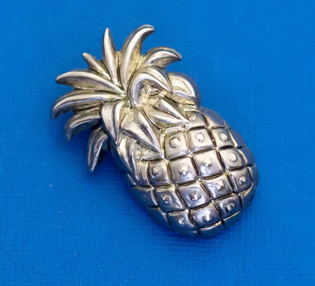 Vintage Brooch, Pineapple Brooch, Silver Tone Brooch, Fruit Brooch, Art ...