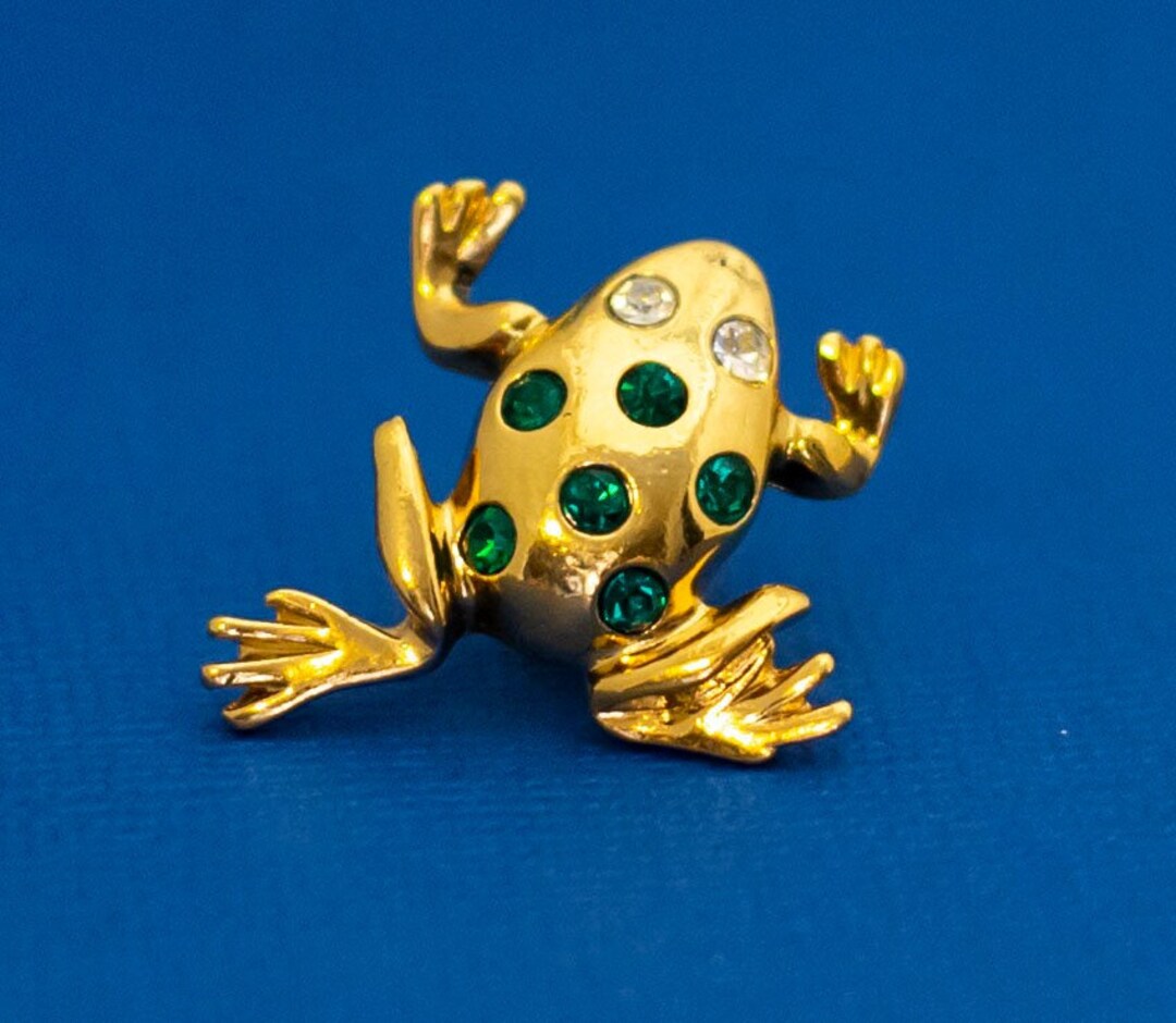 Vintage Frog Pin, Cute Toad Pin, Gold Tone Pin, Amphibian Pin, Green ...