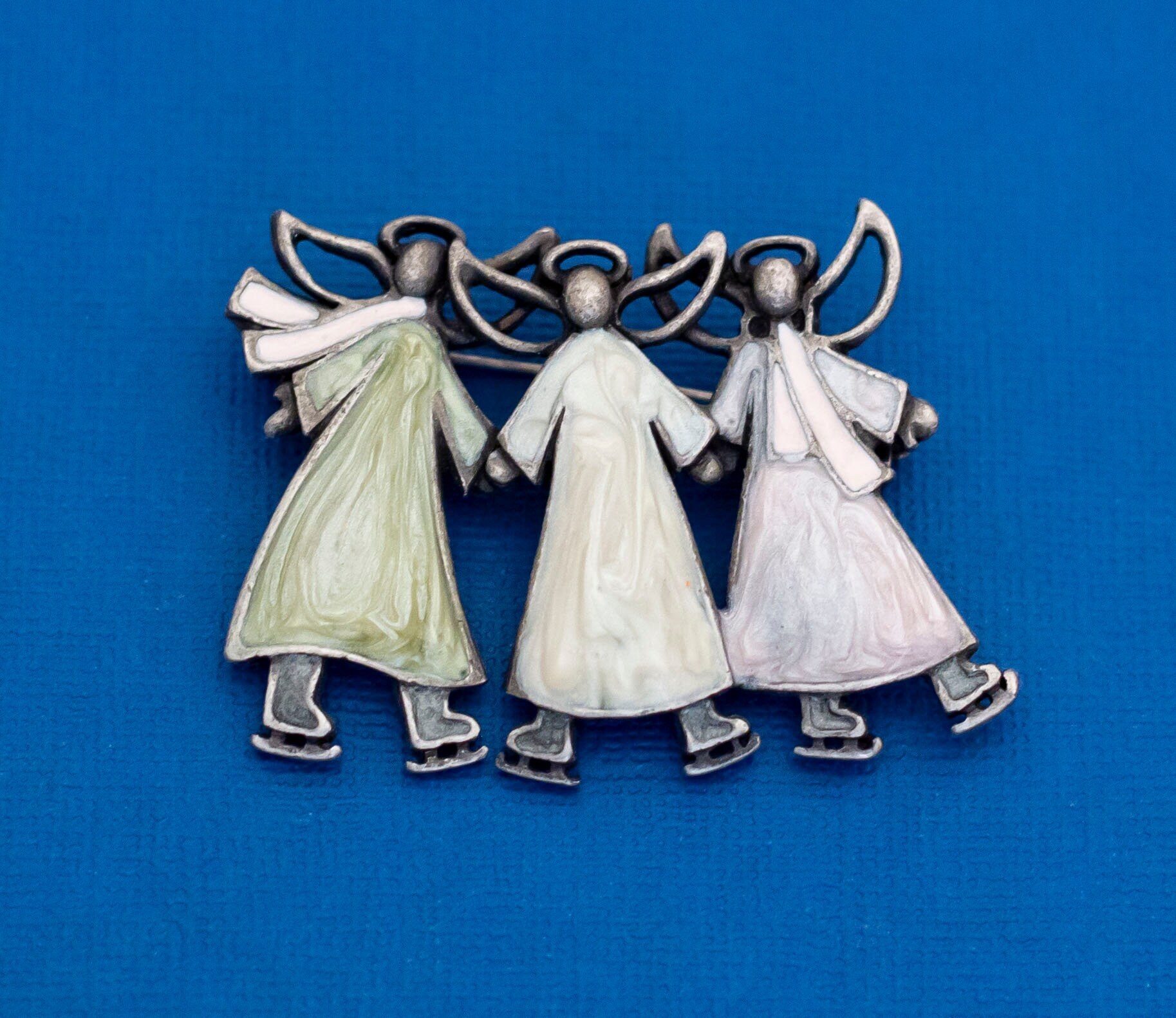 Vintage Angel Brooch, Three Angelic Broach, Guardian Angel Brooch ...