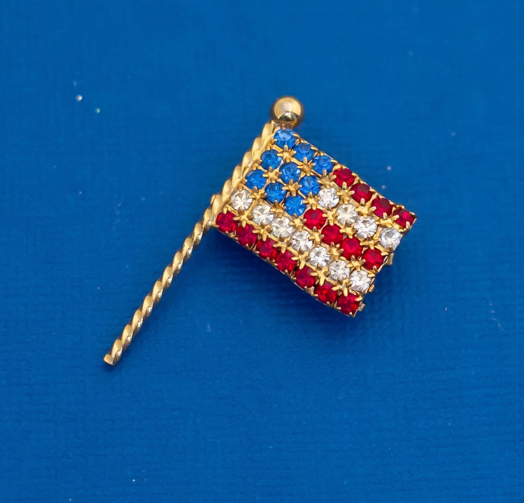 Broche vintage Strass drapeau américain - D30 - Etsy France