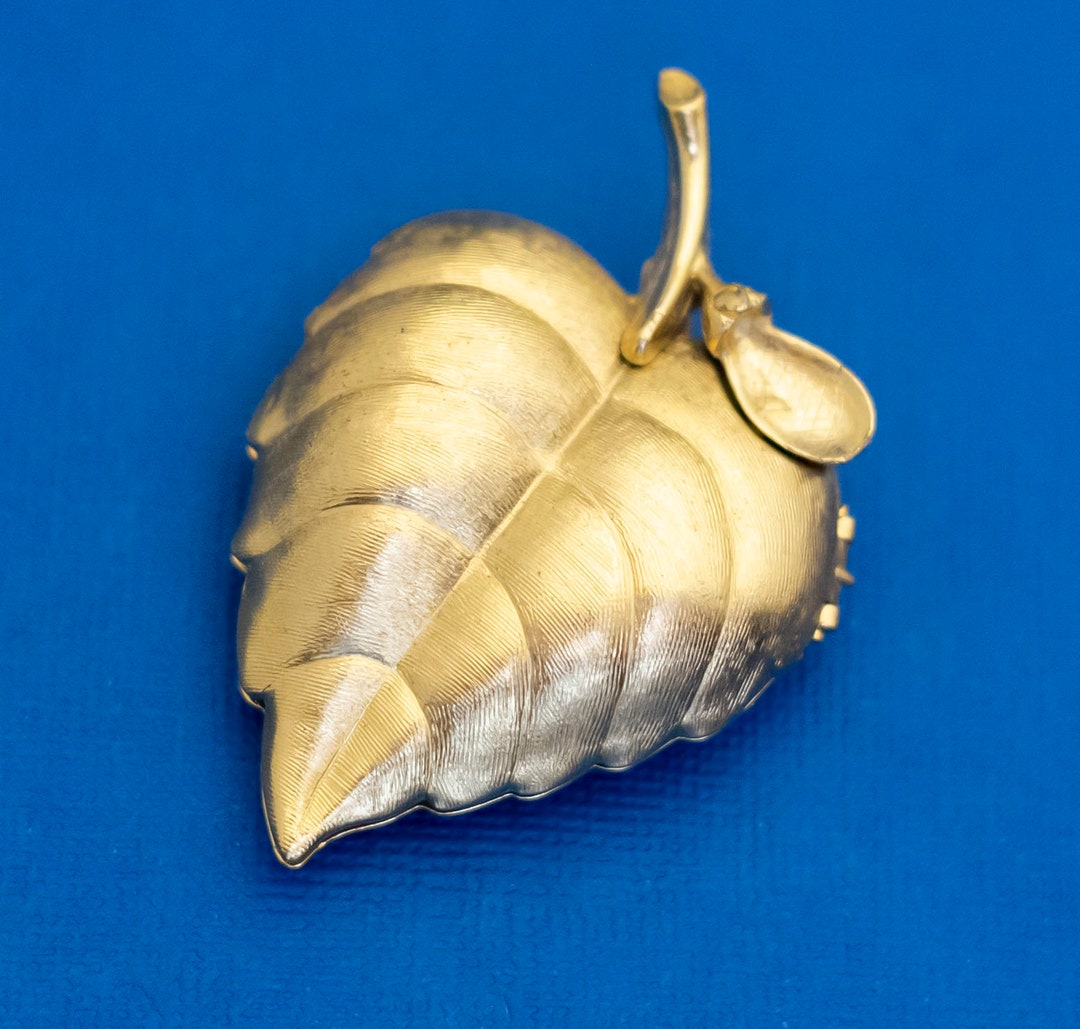 Vintage Broch, Gold Tone Brooch, Elven Leaf Brooch, Art Nouveau Brooch ...