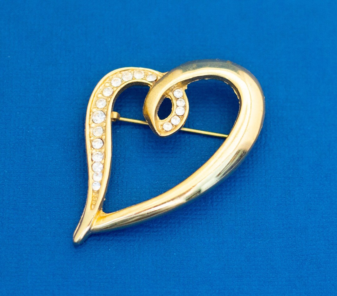 Broche vintage Gold Tone Heart - D25 - Etsy France