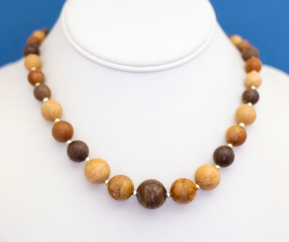 24 inch, Vintage Beaded Necklace, Wood Necklace, Natu… - Gem