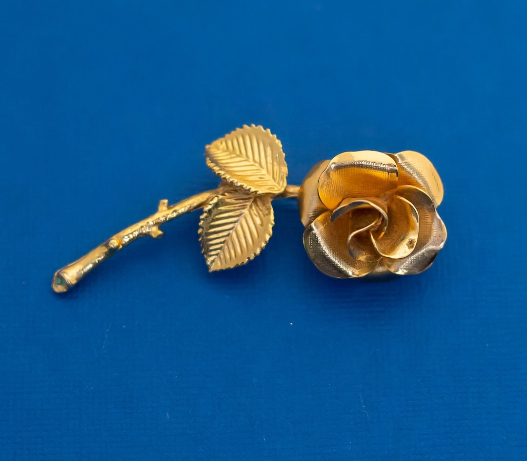 Broche Vintage Golden Rose - D30 - Etsy France