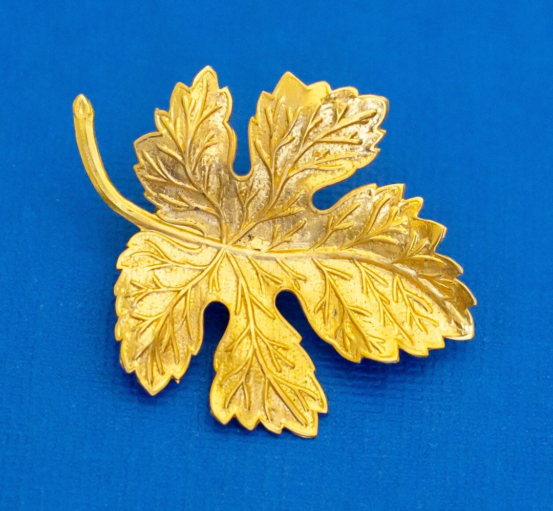 Vintage Art Nouveau Maple Leaf Brooch, Gold Tone Leaves Broach, Autumn ...