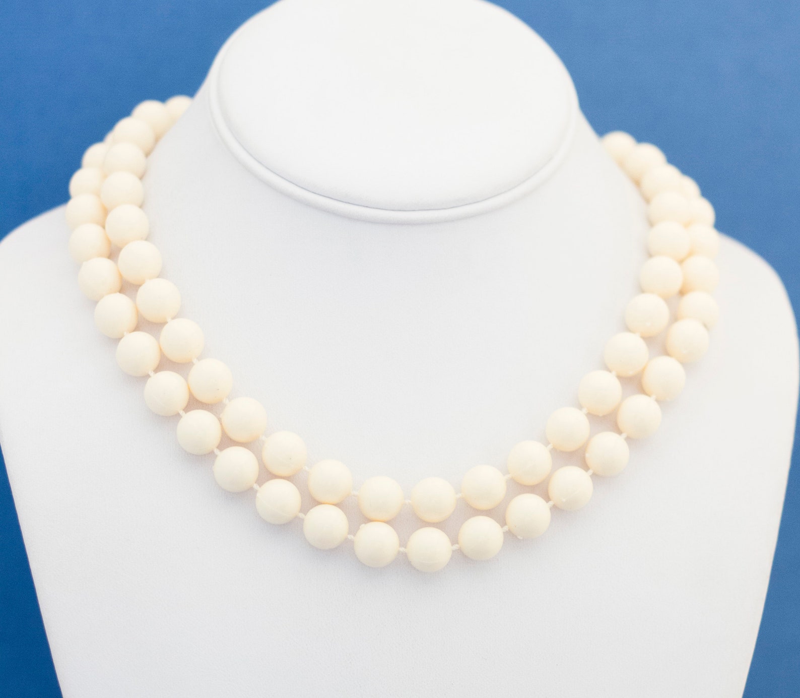 54 Beaded Necklace White Beaded Necklace White Necklace Long