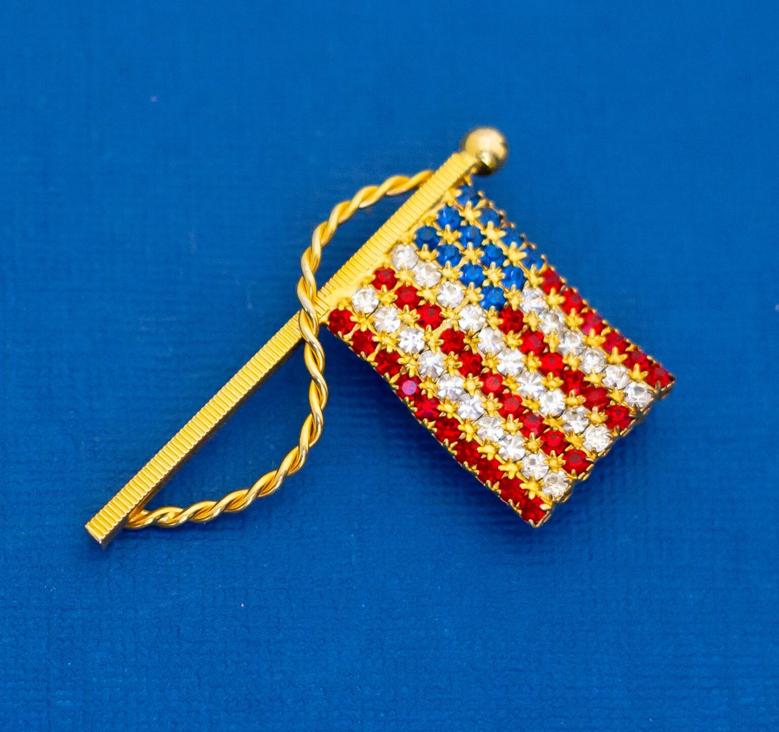 American Flag Brooch, USA Flag Brooch, Colorful Rhinestone Brooch ...