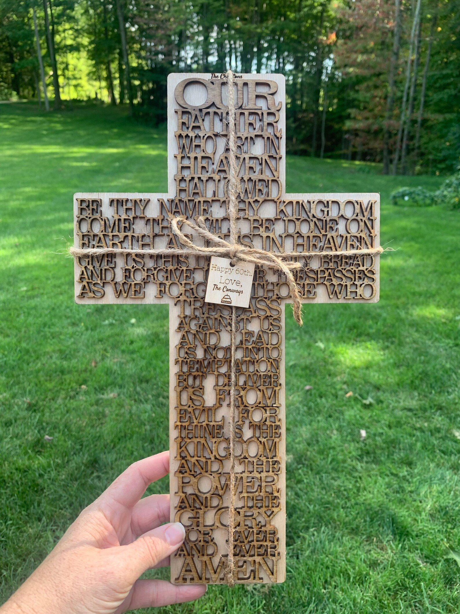 Personalized Laser-cut Lords Prayer Stained Wood Cross Religious Gifts ...