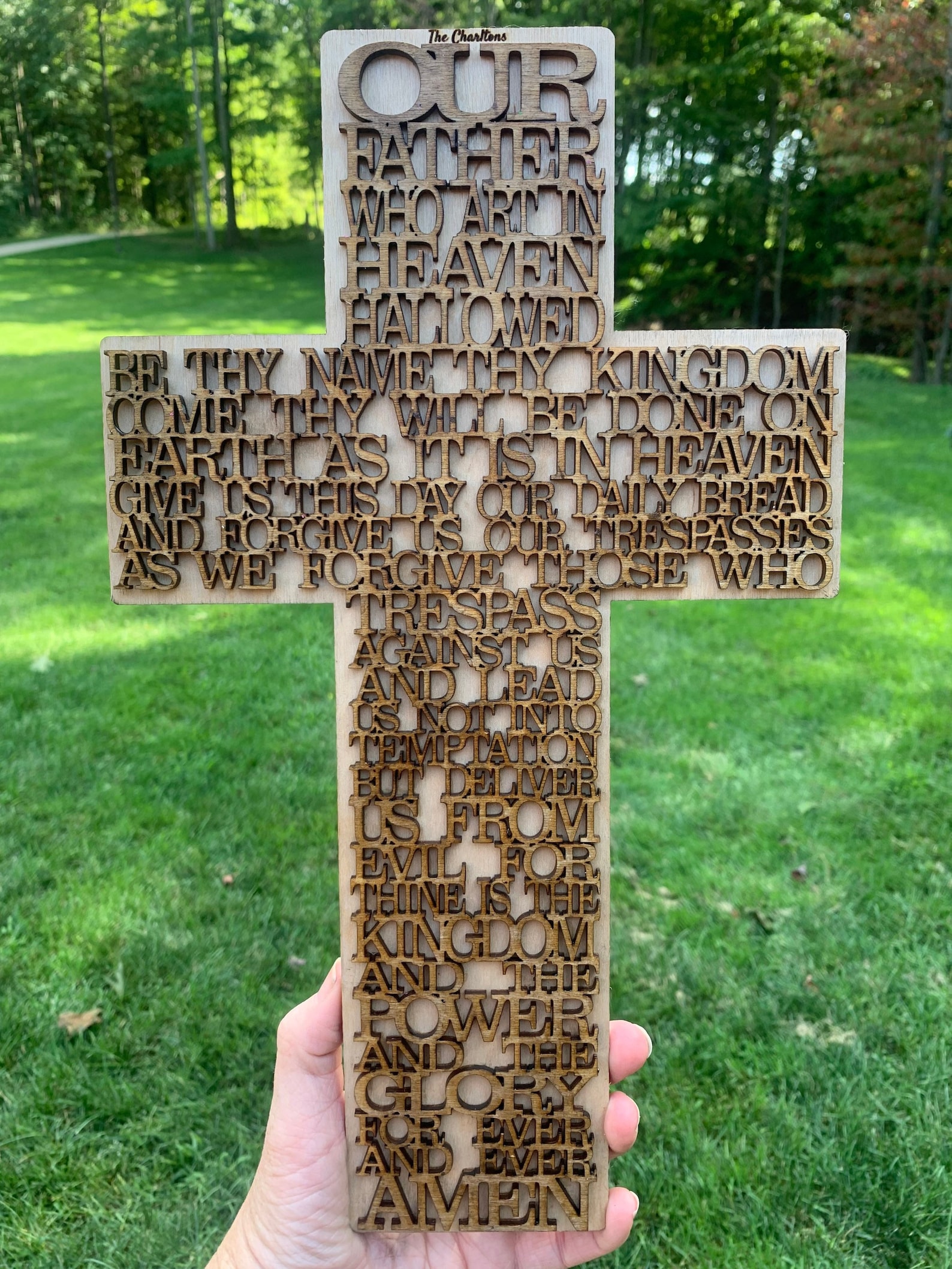 Personalized Laser-cut Lords Prayer Stained Wood Cross Religious Gifts ...