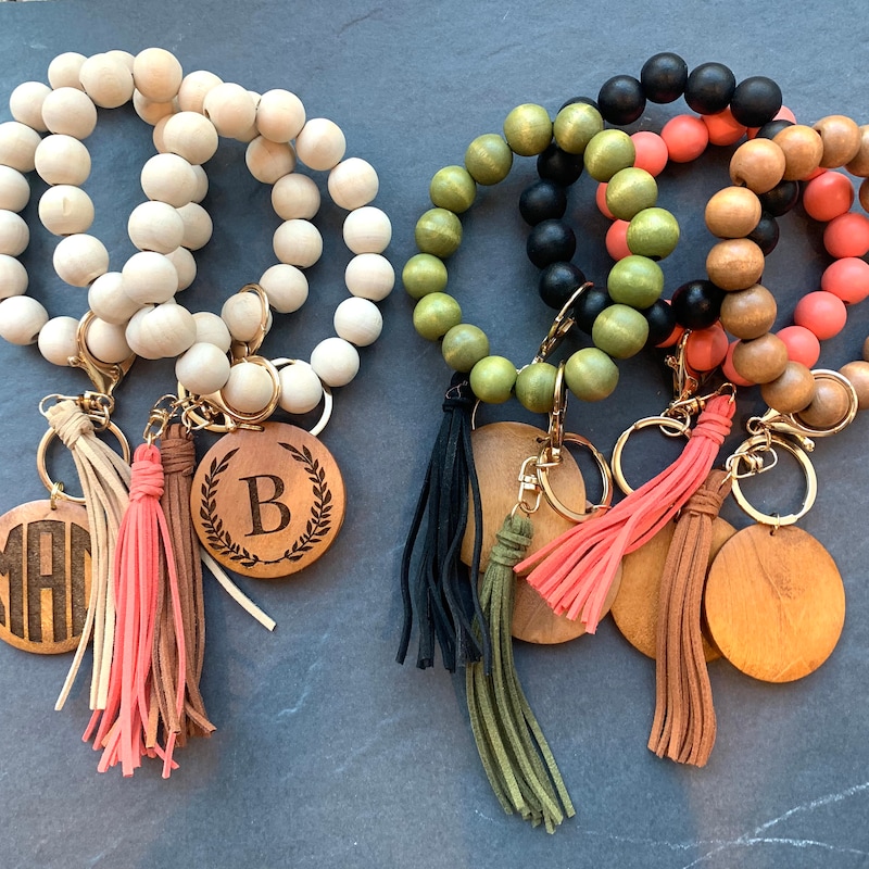 Wood Bead Keychain - Etsy