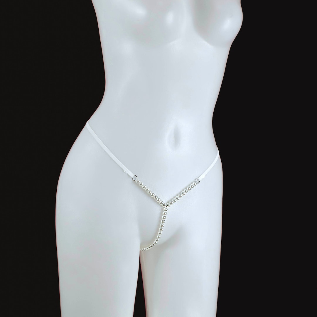 Pearl G-string White, Pearl G-string Flower Black and Blue, Pearl Rose Flower Black String - Etsy UK