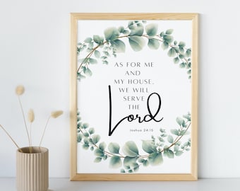Joshua 24:15, Printable Bible Verse, Christian Wall Art, as for Me and ...