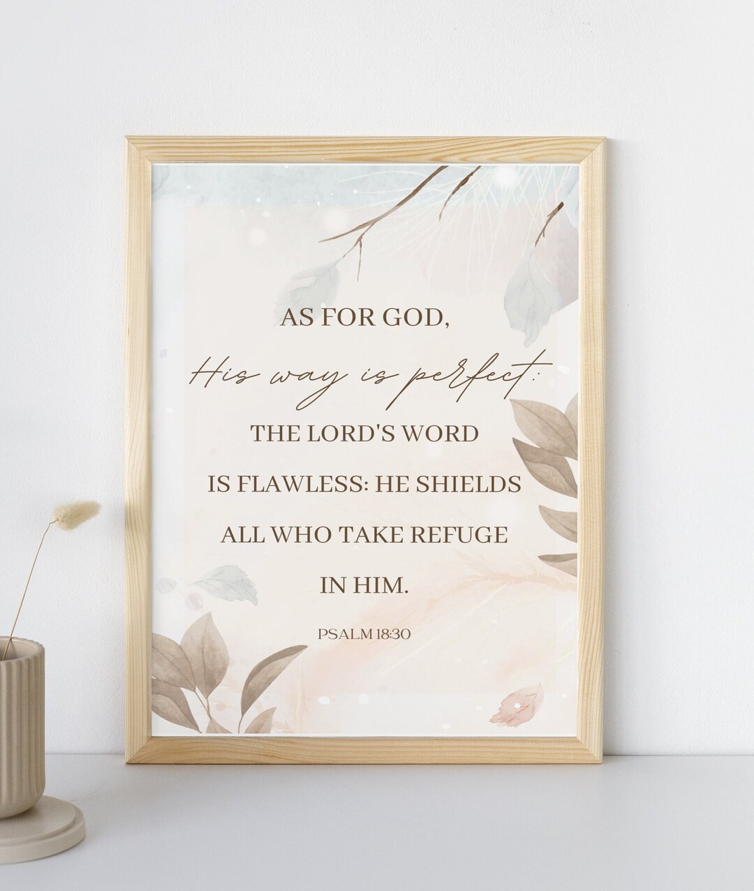 Bible Verse Wall Art, as for God Wall Art, Psalm 18:30 Printable ...