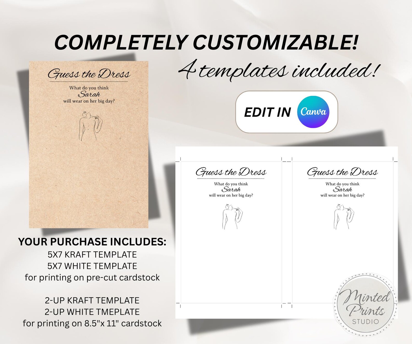 Guess the Dress Bridal Shower Game | Editable Template (digital ...