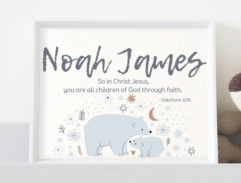 Custom Baby Boy Bible Verse Print - Personalized Nursery Wall Art ...