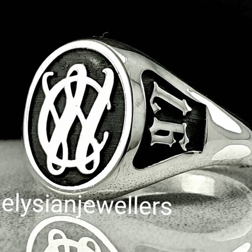 925 Sterling Silver Mens Signet Monogram Ring - Etsy