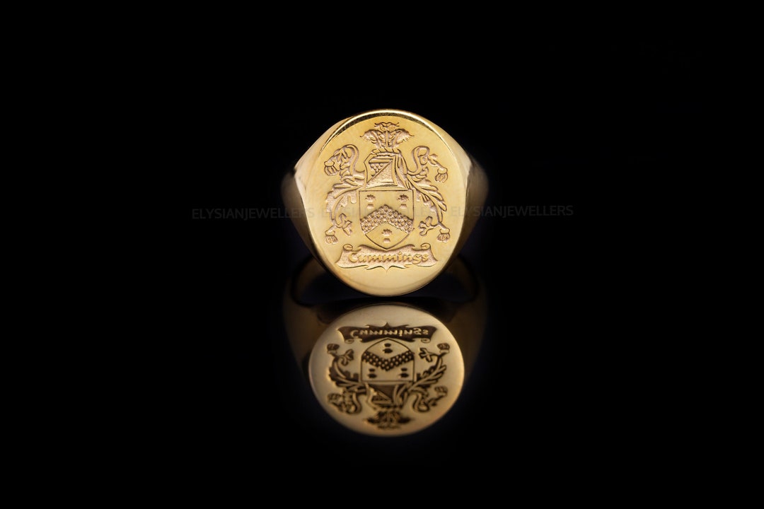 Custom Family Crest Signet Ring: Sterling Silver Coat of Arms - Etsy