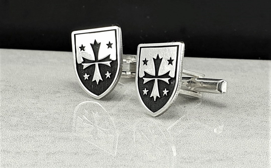 Sterling Silver Coat of Arms Cufflinks - Custom Family Crest - Etsy