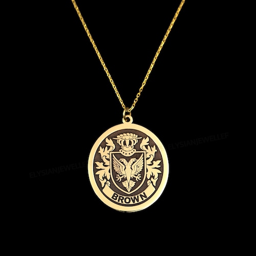 Personalized Family Crest Necklace Gold Custom Coat of Arms - Etsy