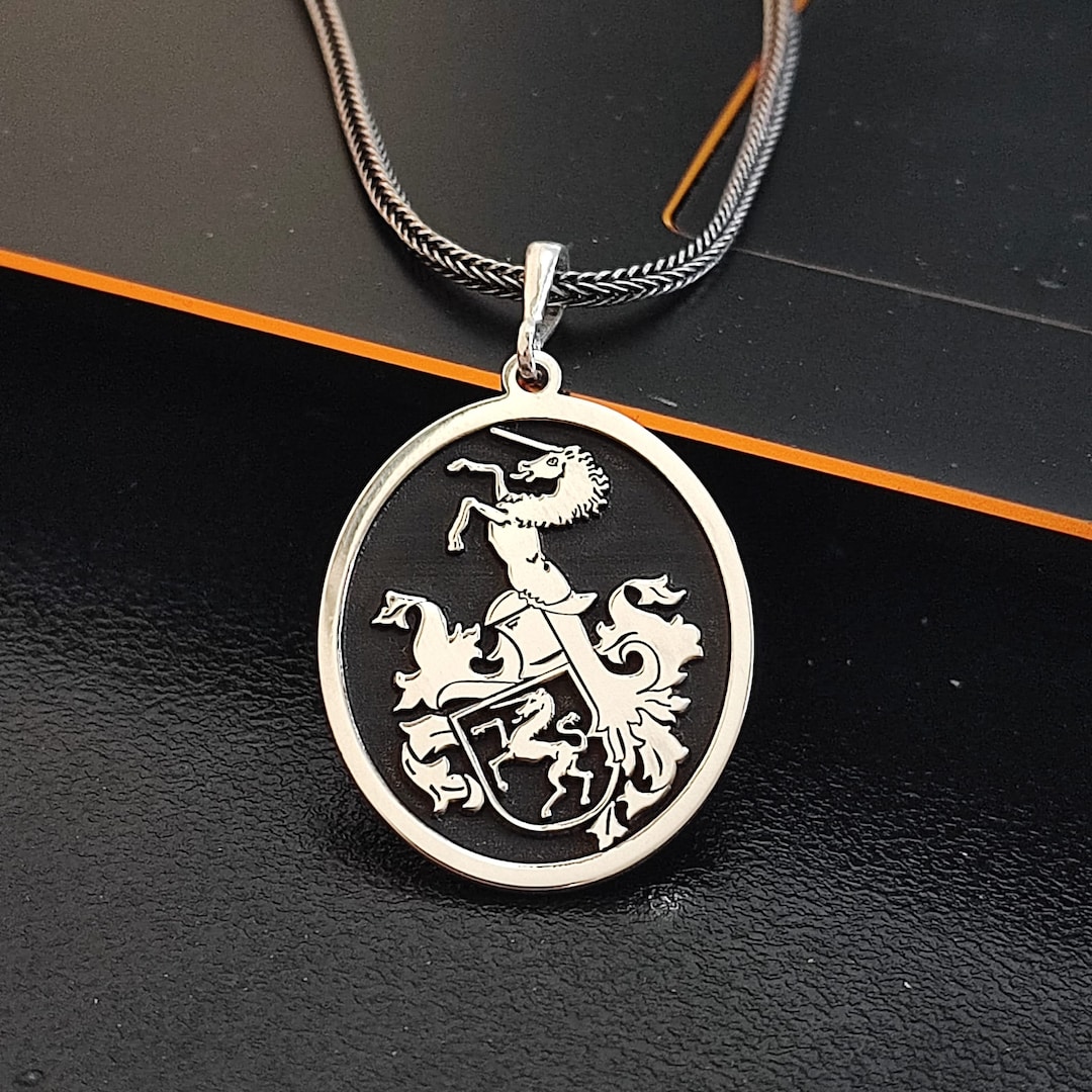 Sterling Silver Family Crest Necklace: Custom Signet Pendant - Etsy