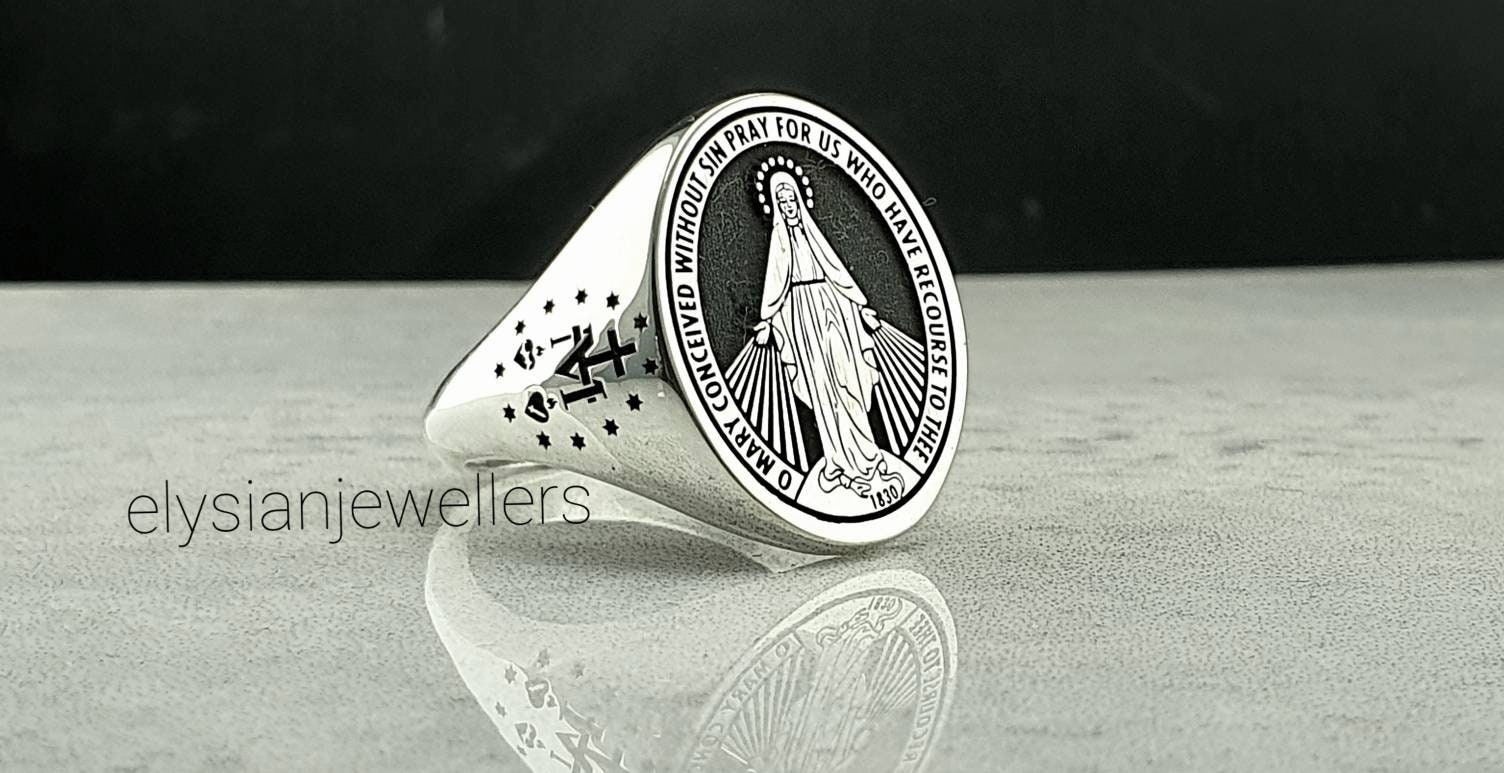 Marian Consecration Ring Virgin Mary Ring Sterling Silver - Etsy India