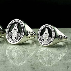 Sterling Silver Virgin Mary Ring, Marian Consecration Ring - Etsy