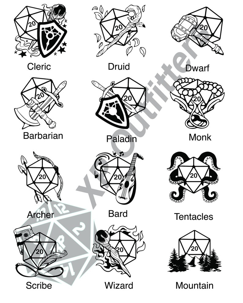 D&D Class Icons - 8000MAH Power Bank - Laser Engraved - D20 Themed ...