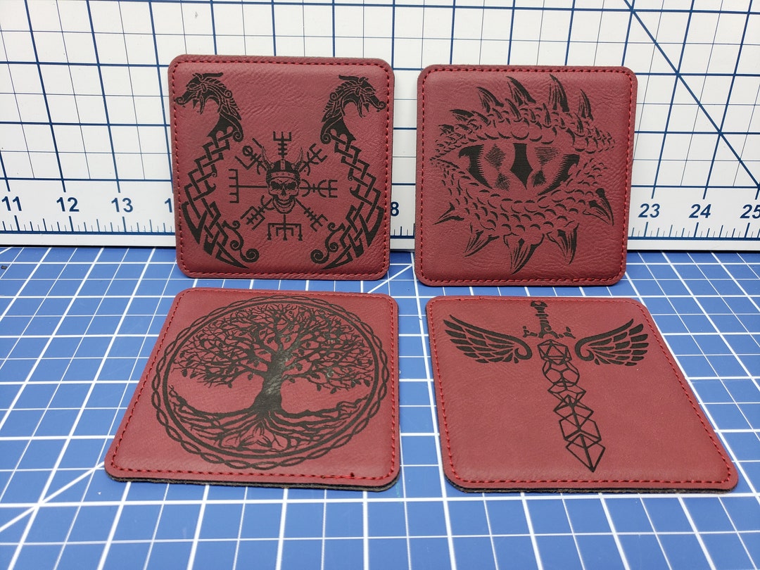 D&D Coaster Set #3 - Set of 4 Square Coasters - Leatherette - Dungeons ...