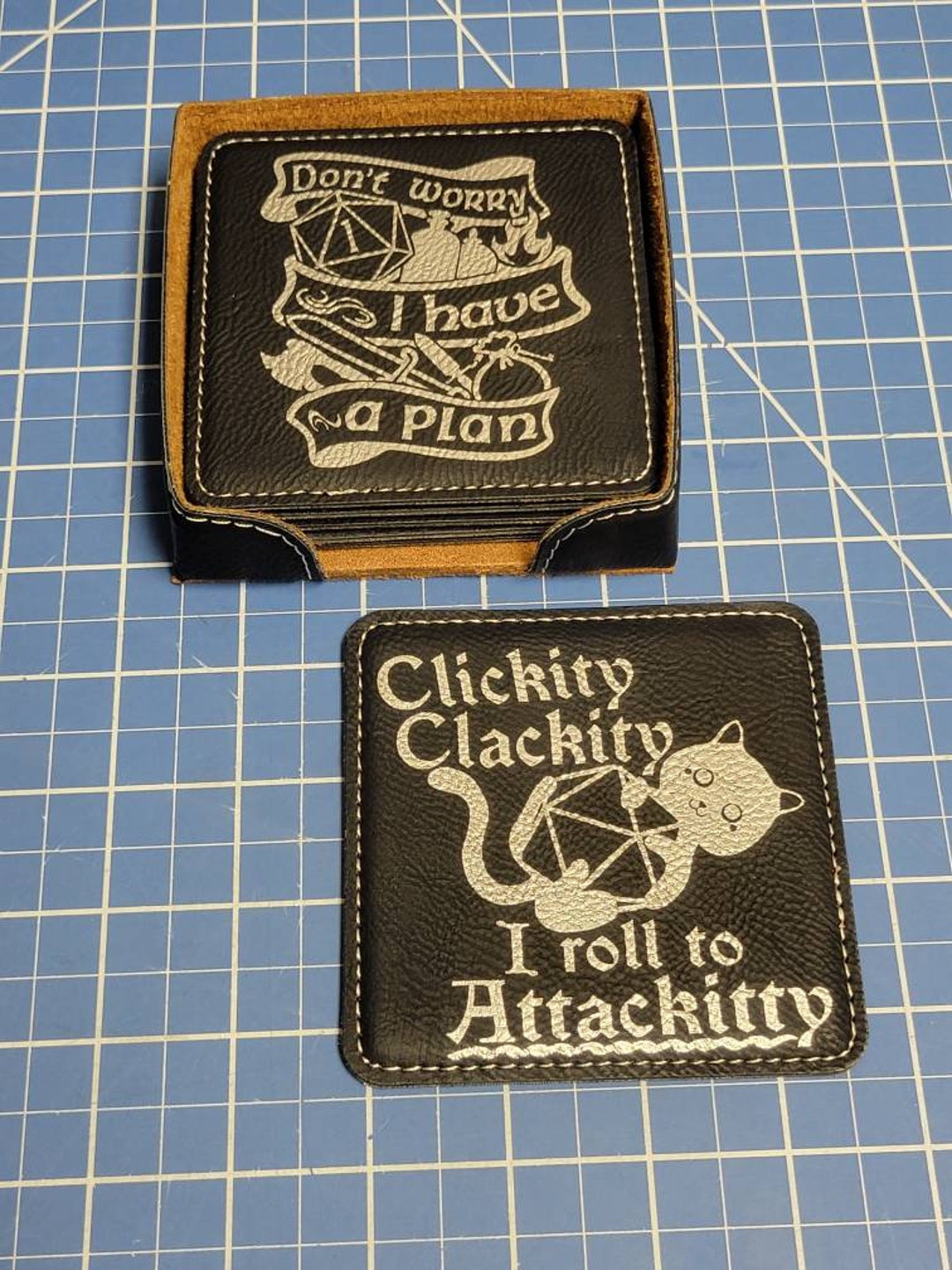 D&D Funny Quotes Set 1 - 6 Square OR Round Coasters With Holder ...