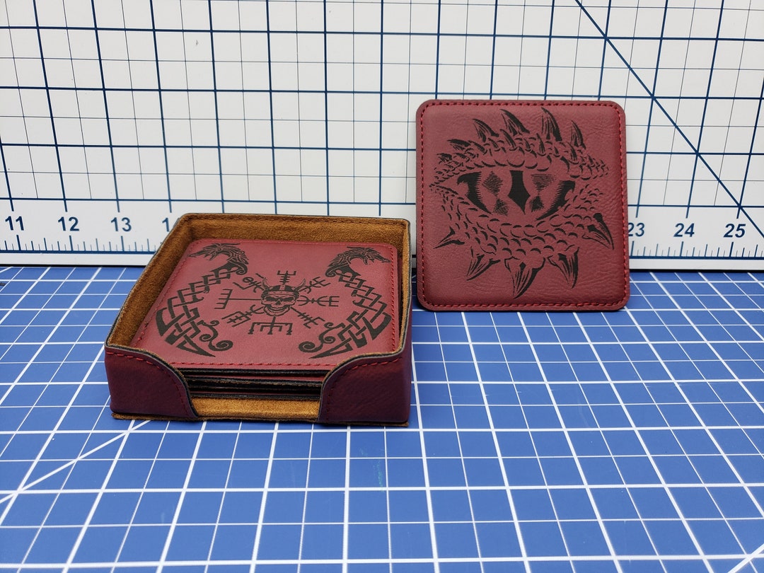 D&D Coaster Set #1 - Set of 6 Square Coasters With Holder - Leatherette ...