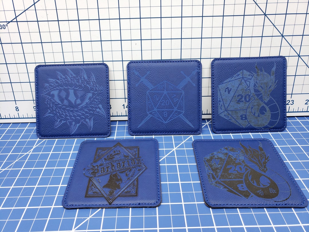 Set of 5 Square Coasters Leatherette D&D Coaster Set Dungeons and ...