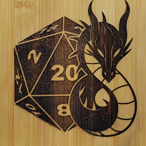 D&D Themed Laser Engraved Premium Maple Cutting Board With Handle DND ...