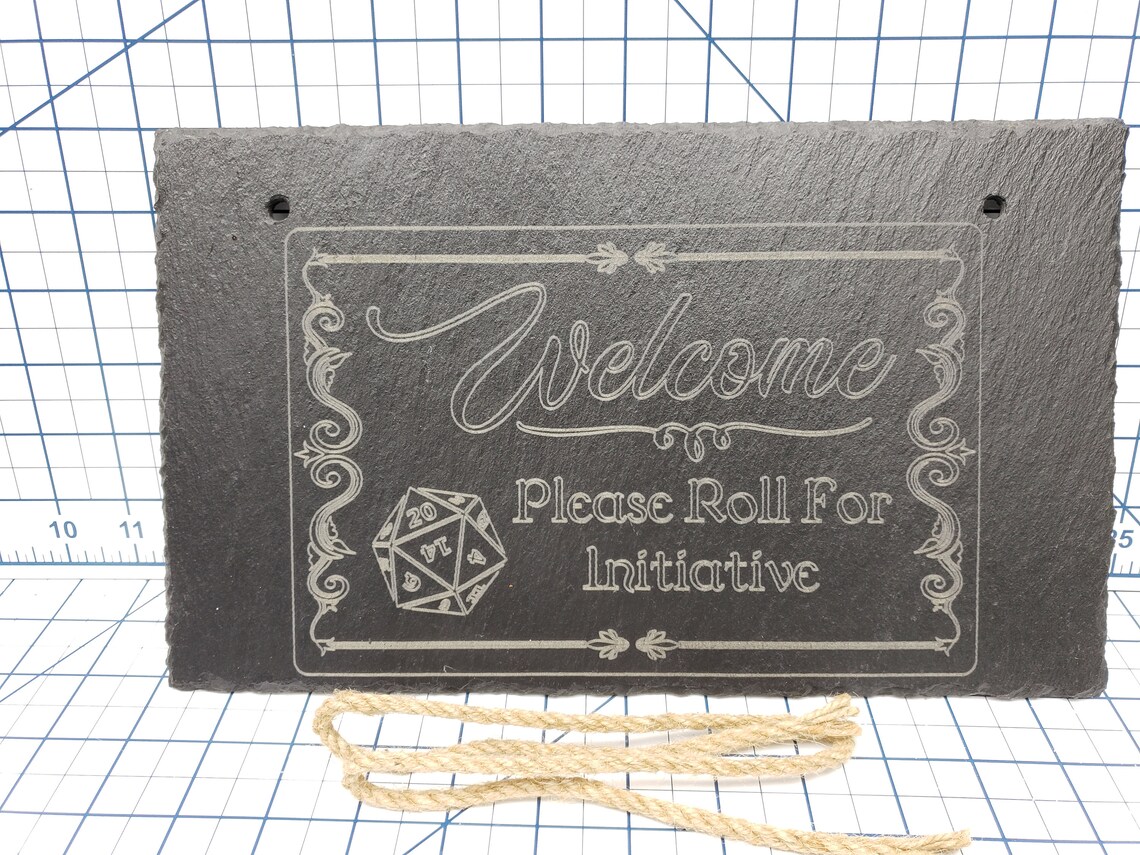 Roll for Initiative Welcome Sign Slate Plaque Wall Décor | Etsy