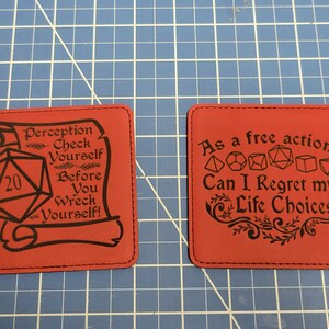 D&D Funny Quotes Set 1 - 6 Square OR Round Coasters With Holder ...