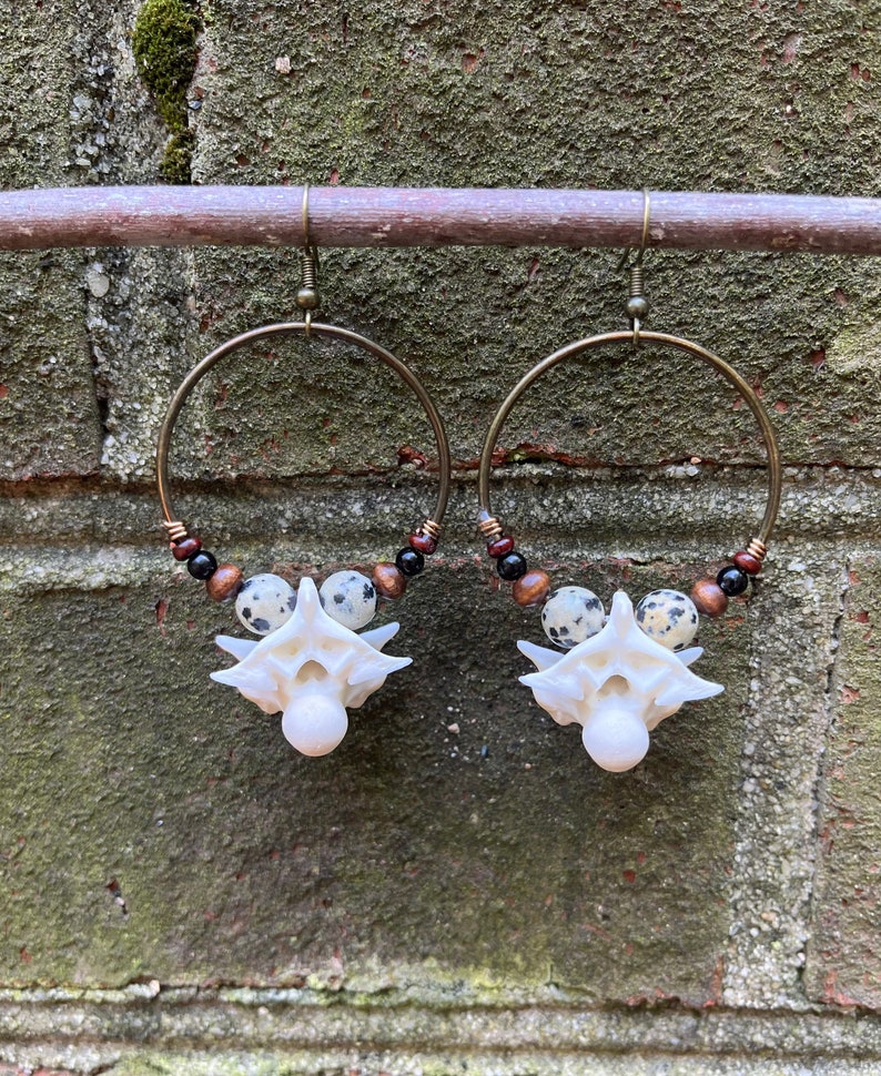 Invasive Burmese Python Vertebrae Hoop Earrings With Dalmatian - Etsy
