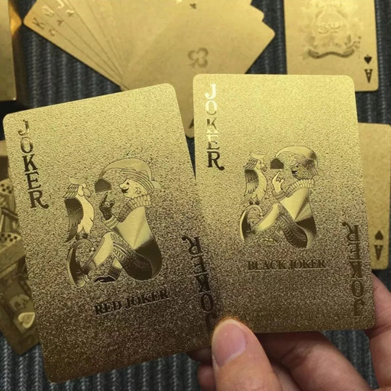 2 Sets gold & Black Decks / 54 Pcs Cards Deck Waterproof - Etsy