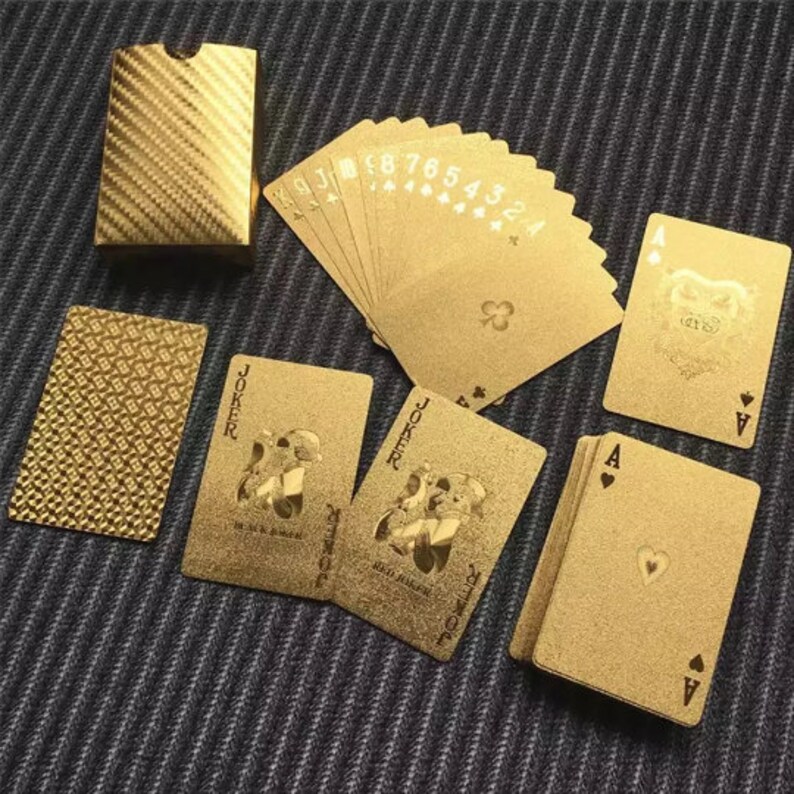 2 Sets gold & Black Decks / 54 Pcs Cards Deck Waterproof - Etsy