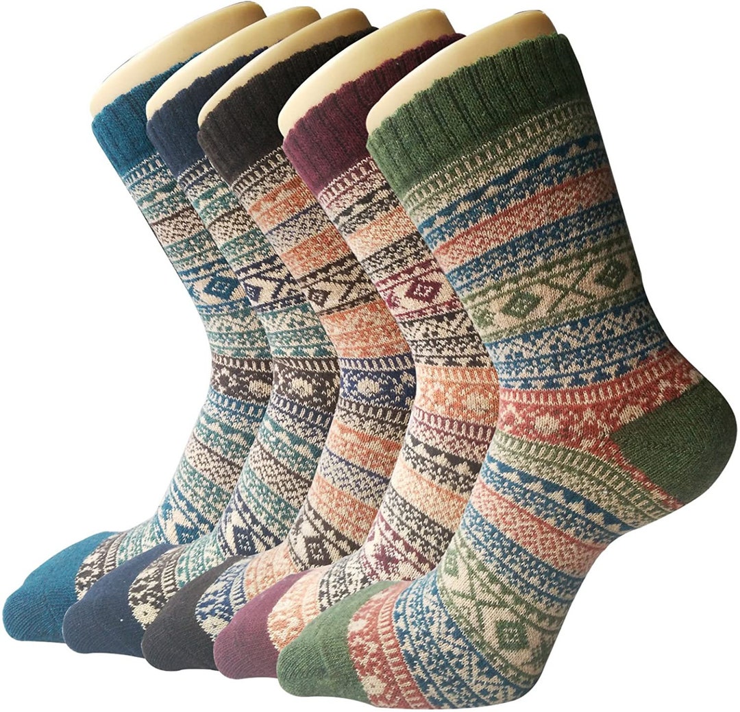 Winter Socks for Men and Women Warm Crew Tube Wool Thick Embroider ...