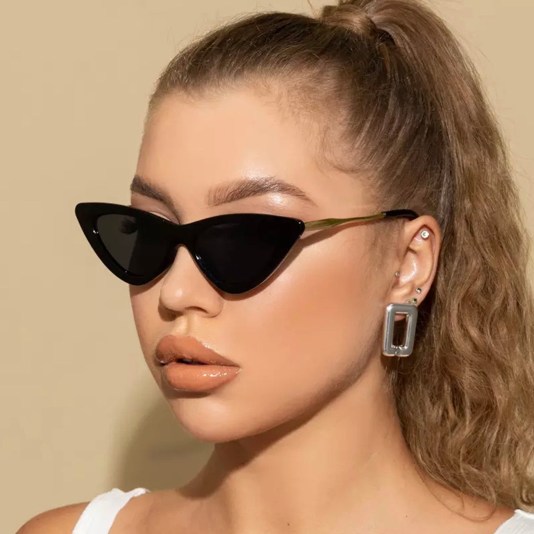 Black Smoke Gold Designer Cat Eye Women Sunglasses Designer - Etsy