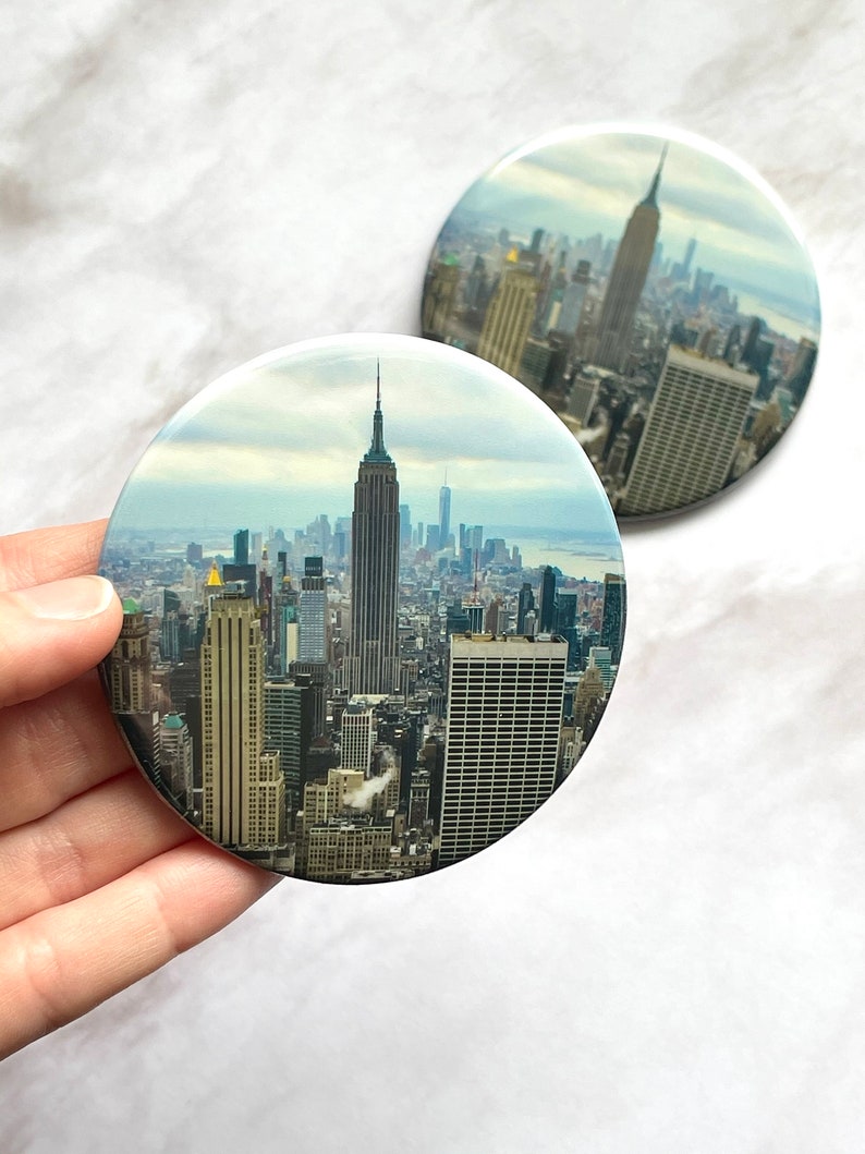 New York City Photo Magnet NYC Circle Magnet Empire State - Etsy