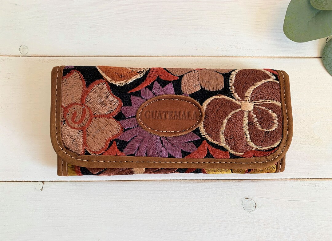 Guatemalan Huipil Trifold Wallet, Women’s Flower Wallet, Woven Fall ...